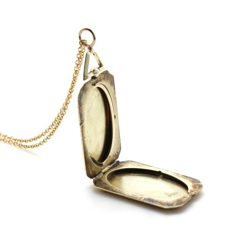 Engraved Gold Rectangular Locket For Sale at 1stDibs