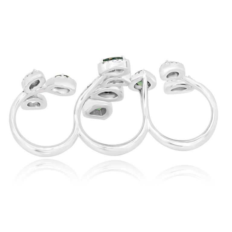 Alexandrite Diamond Halo Gold Three-Finger Ring at 1stDibs | three ...