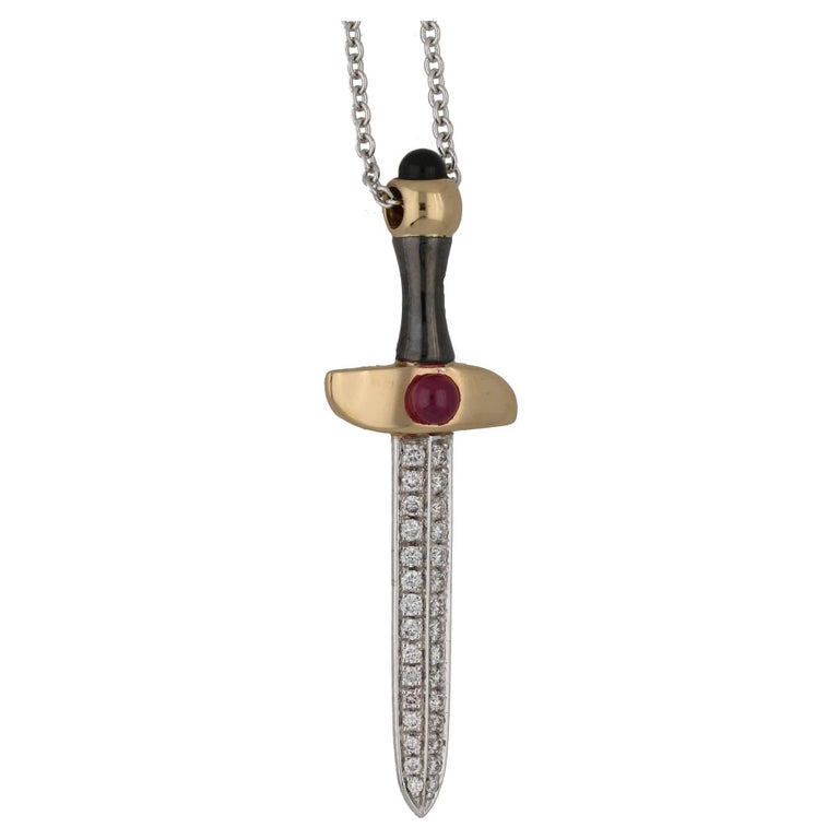 Gavello Vintage Diamond Sword Pendant in Gold at 1stDibs | gold sword ...