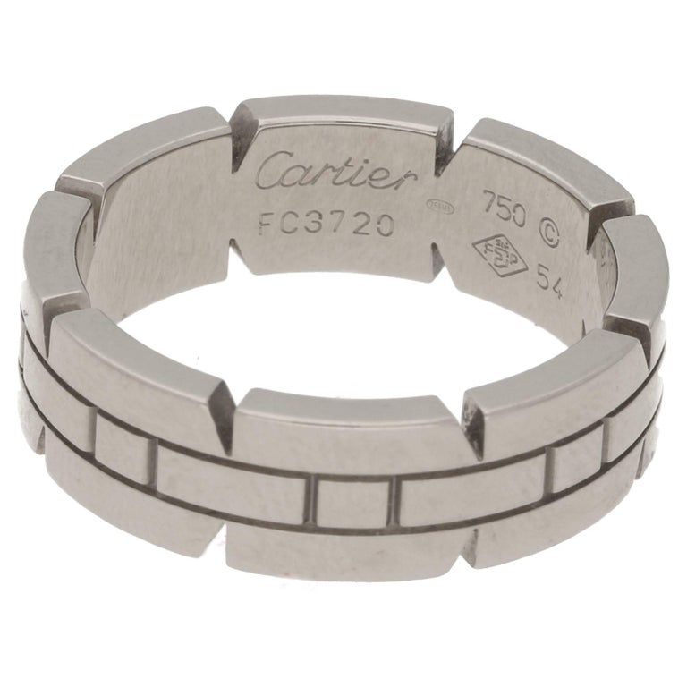 Cartier Tank Ring 18 Karat White Gold For Sale at 1stdibs