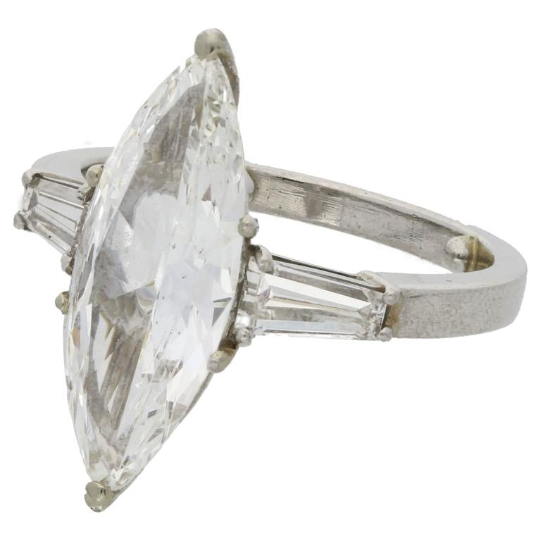 3.26 Carat Marquise Diamond Engagement Ring at 1stDibs