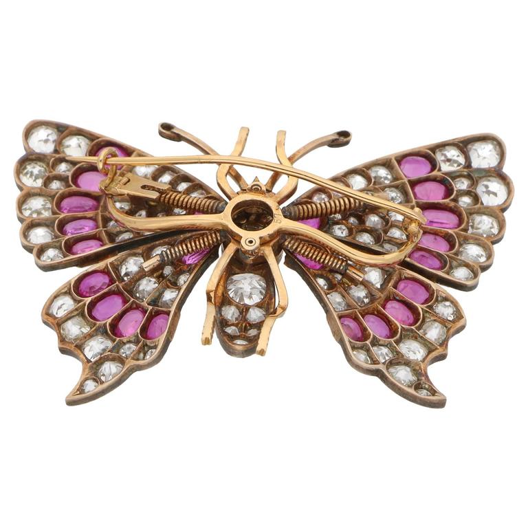 Antique Ruby Diamond Butterfly Brooch at 1stDibs | antique butterfly ...
