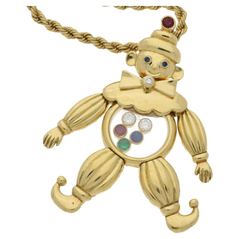 1990s Gold Chopard Gem Set Happy Diamonds Clown Necklace at 1stDibs ...