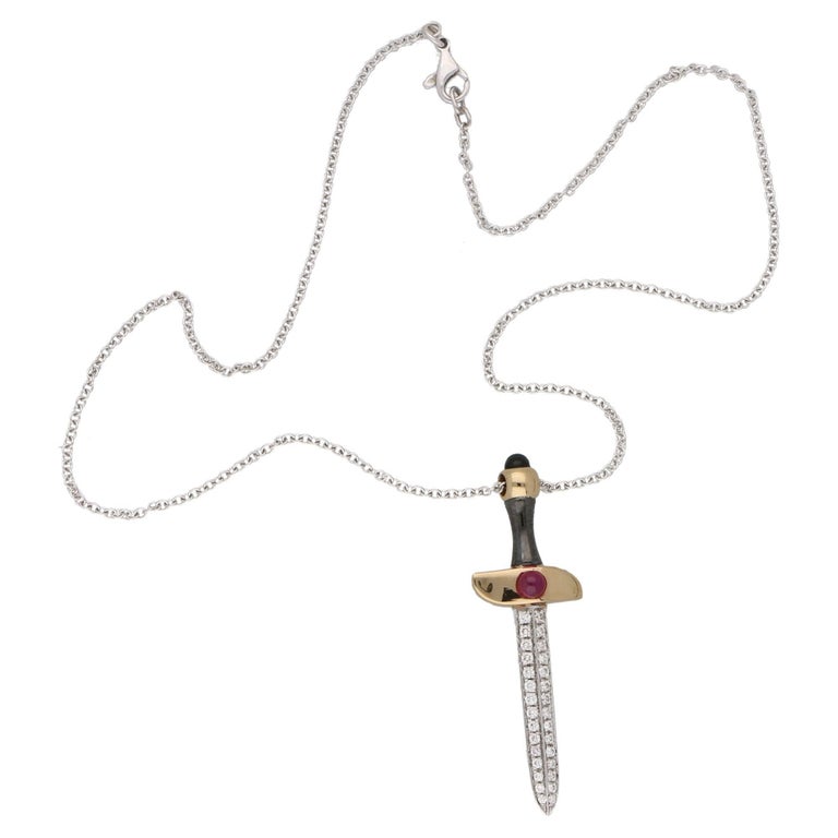Gavello Vintage Diamond Sword Pendant in Gold at 1stDibs | gold sword ...