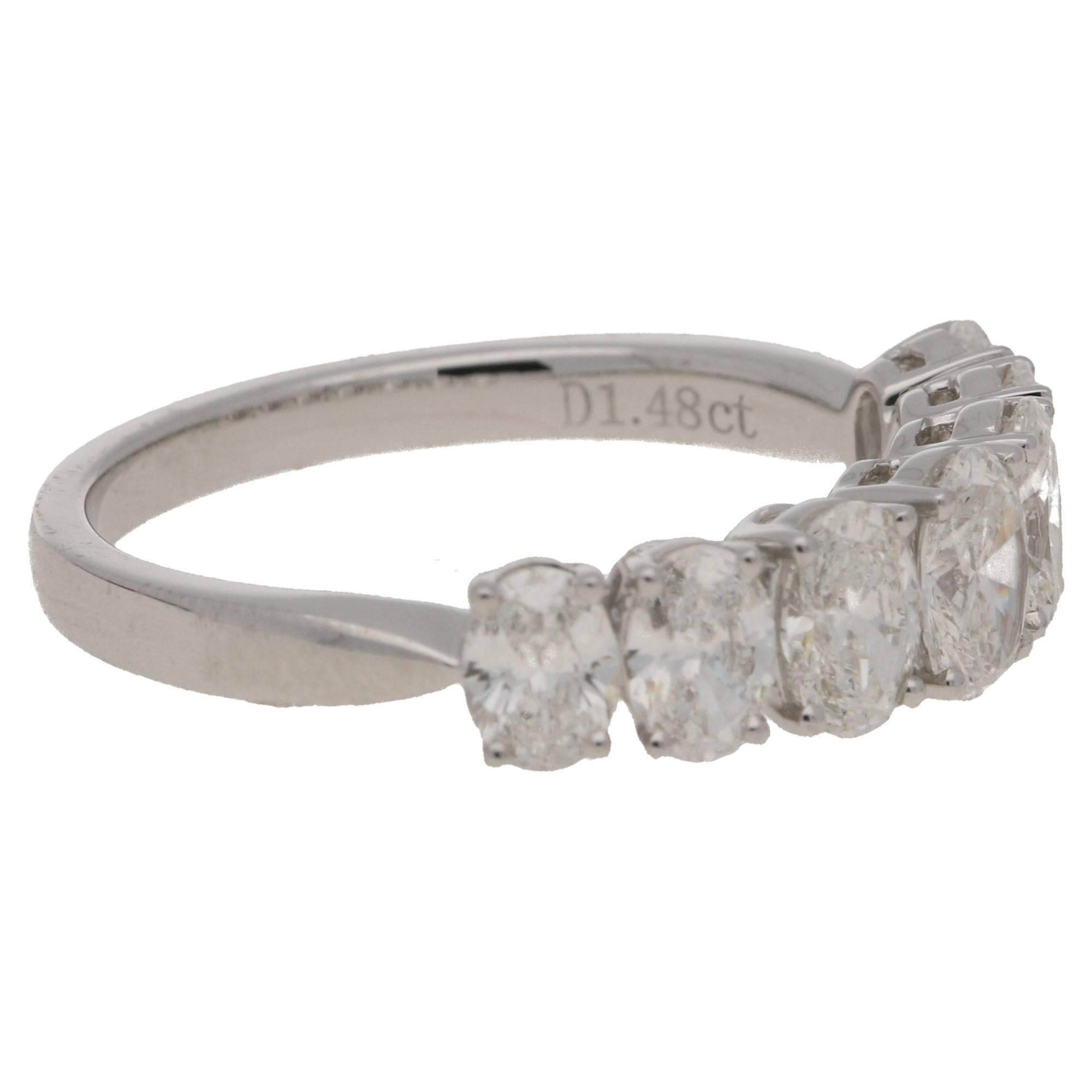 Oval Seven-Stone Diamond Engagement Ring at 1stDibs | 7 stone oval ...