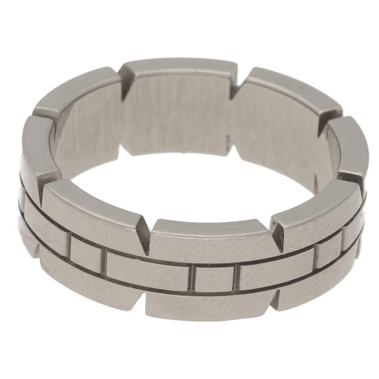 Cartier Tank Ring 18 Karat White Gold For Sale at 1stdibs