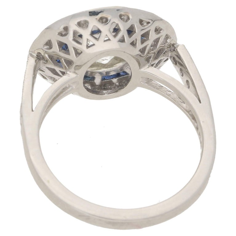 Art Deco Style Diamond Sapphire Target Engagement Ring at 1stDibs | art ...