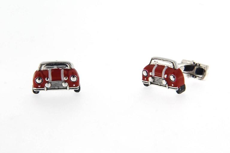 Jona Sterling Silver Red and White Enamel Classic Mini Car Cufflinks ...