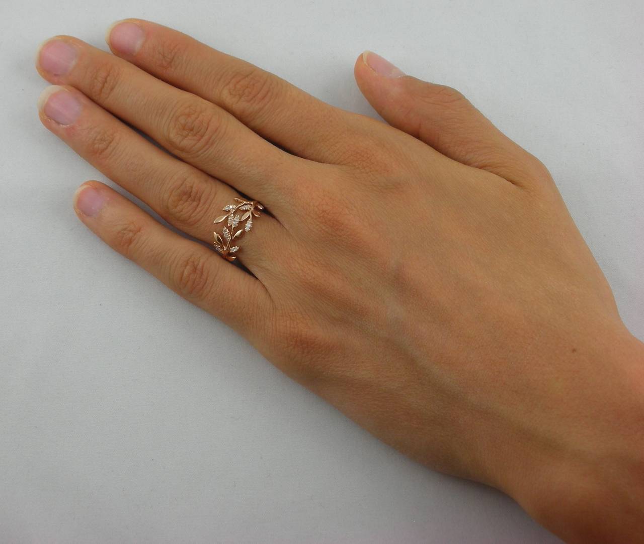 Jona Diamond Gold Leaf Ring at 1stDibs