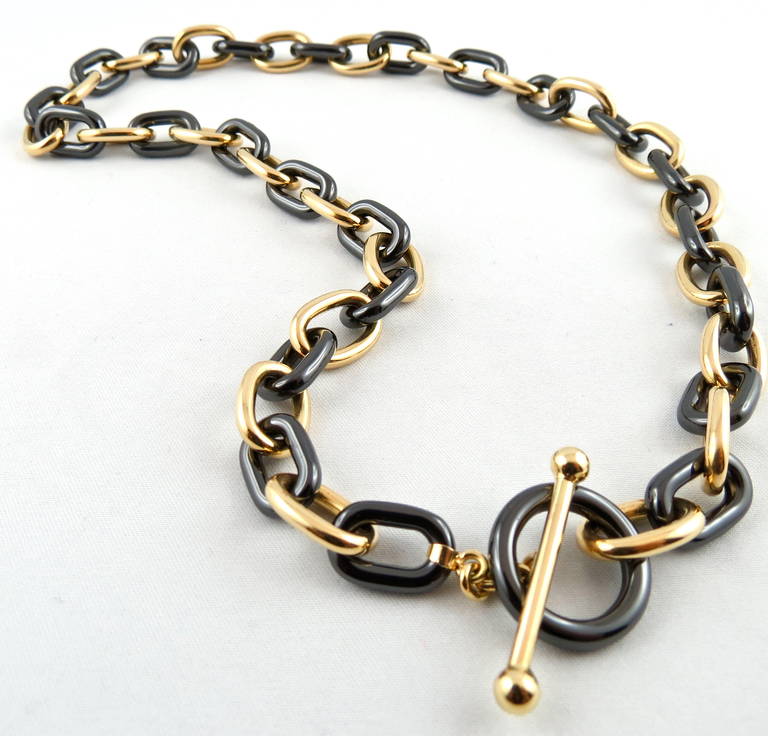 Jona High-Tech Black Ceramic Gold Chain Necklace at 1stDibs | ceramic ...