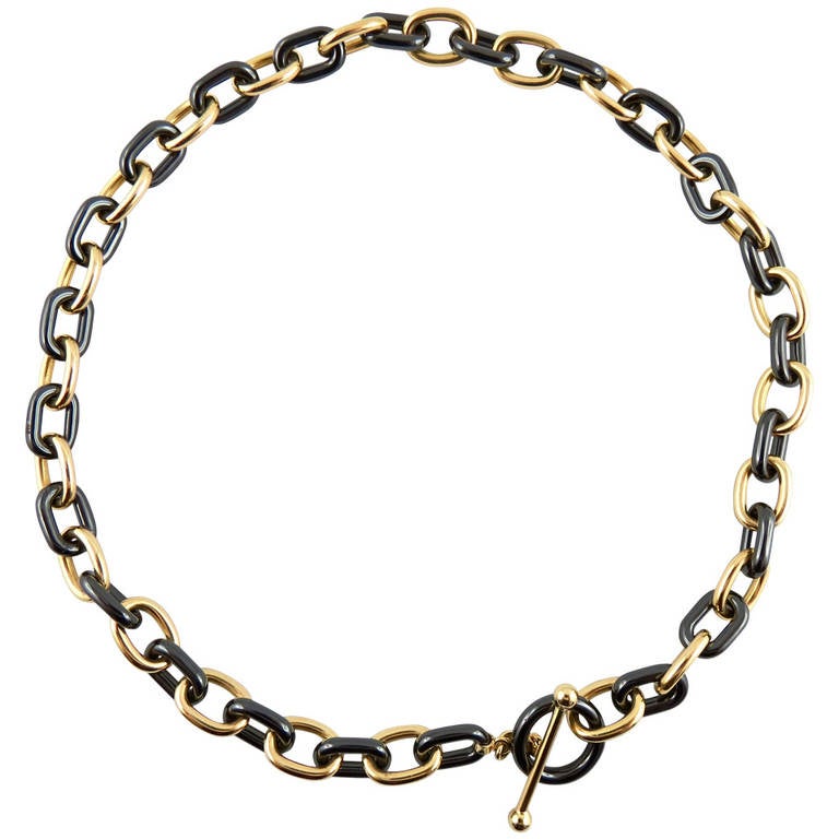 Jona High-Tech Black Ceramic Gold Chain Necklace at 1stDibs | ceramic ...