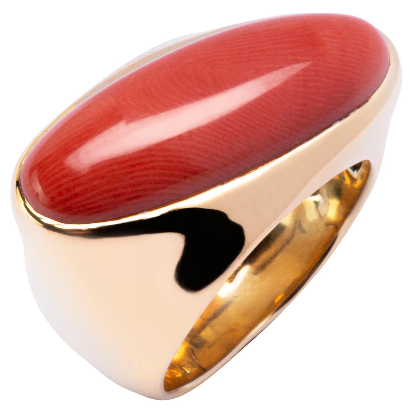 Alex Jona Coral 18 Karat Yellow Gold Band Ring For Sale at 1stDibs ...
