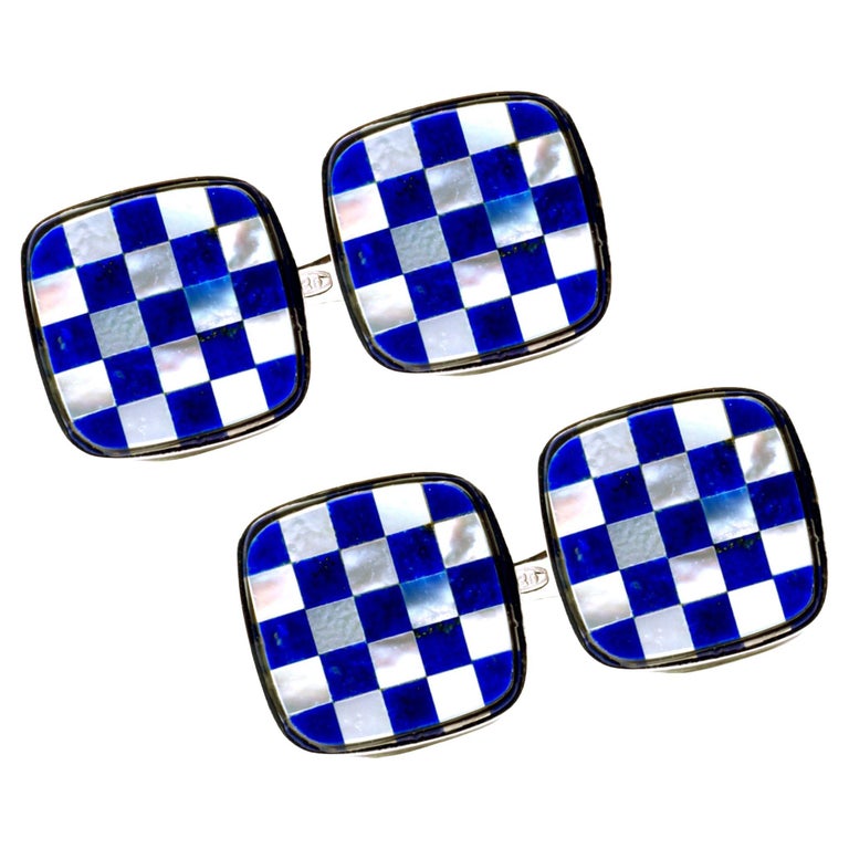 Alex Jona Chequer Lapis Lazuli Sterling Silver Cufflinks For Sale at ...