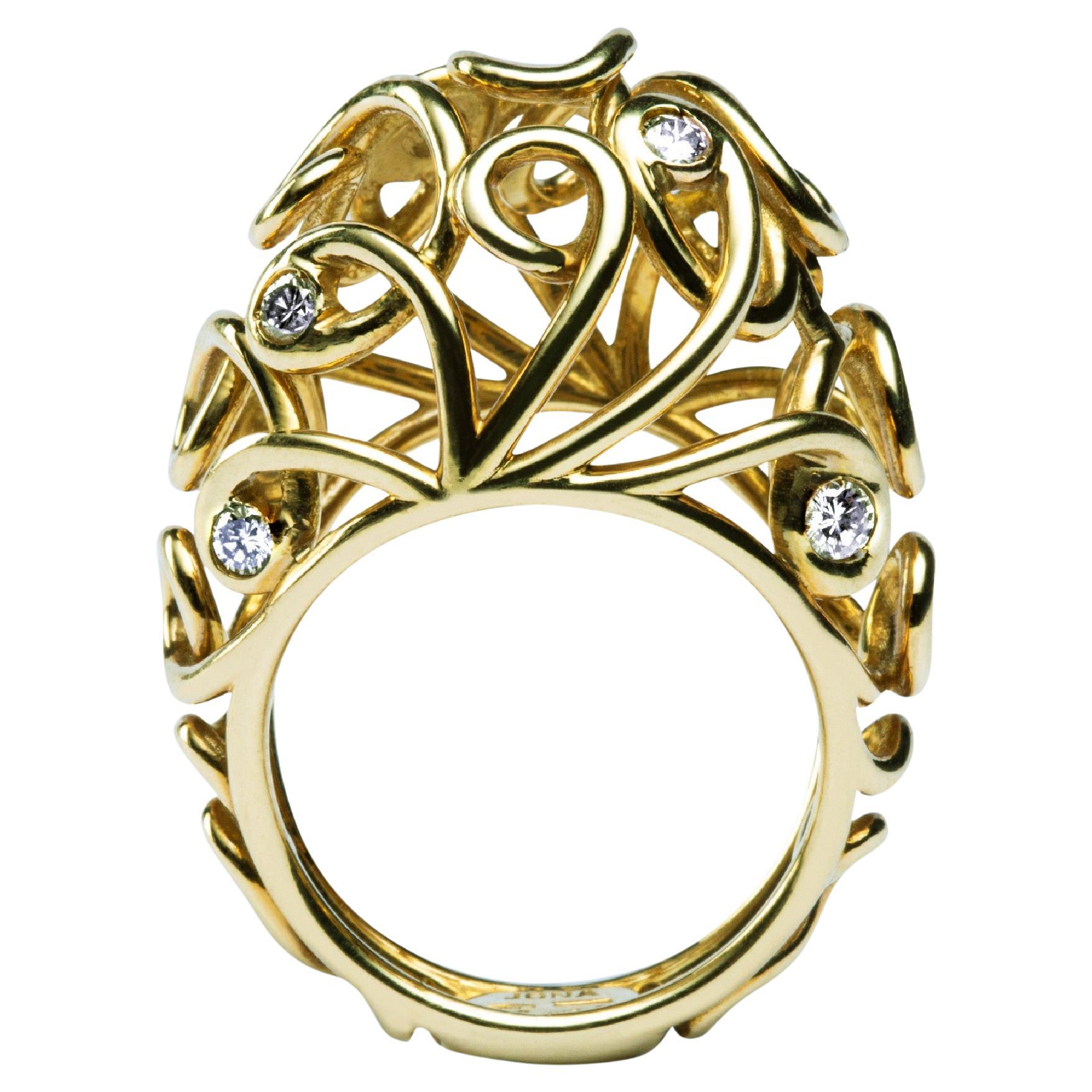 Customizable Alex Sepkus "Shield" Ring with White Diamonds in 18 Karat ...