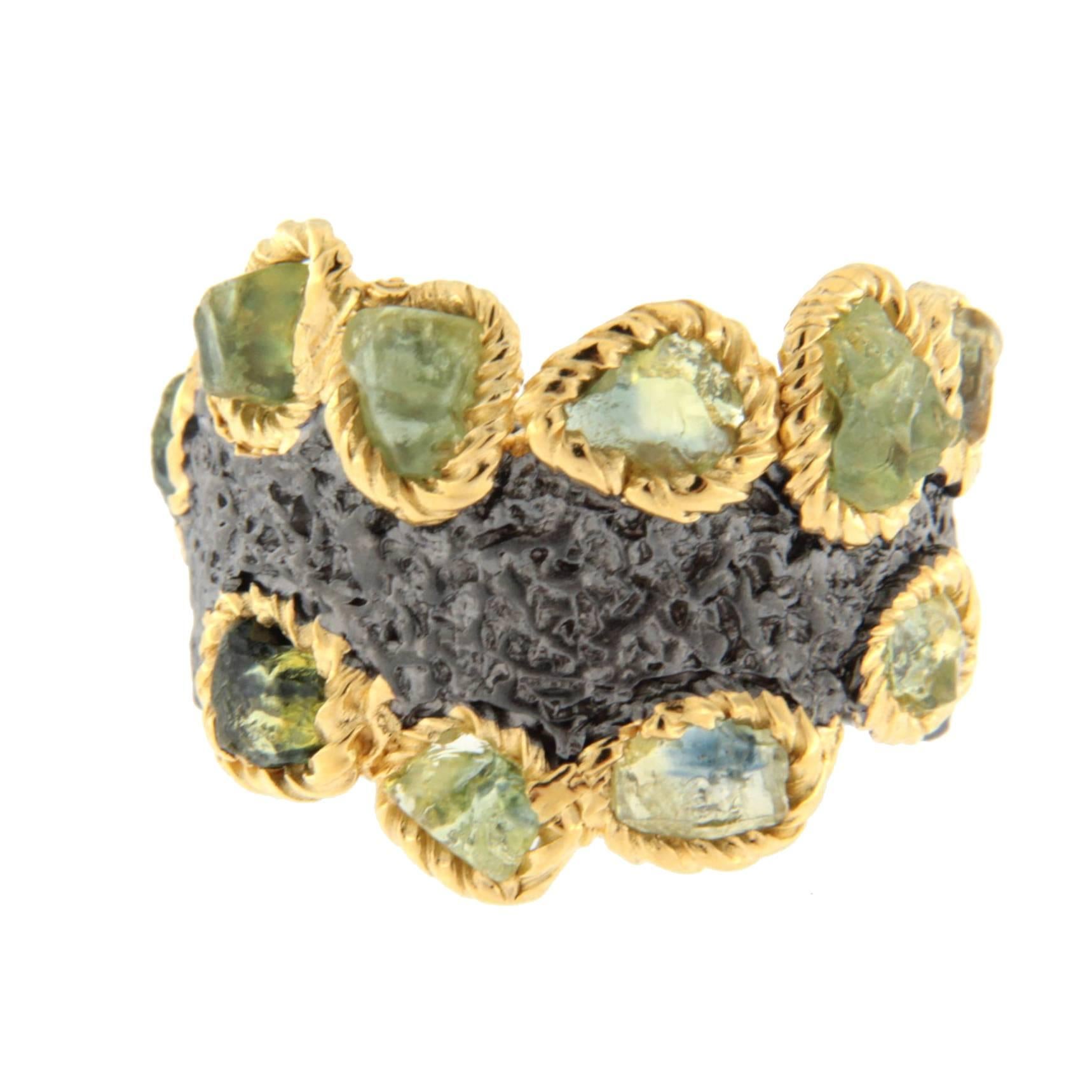 Jona Sapphire Black Sterling Silver Band Ring at 1stDibs