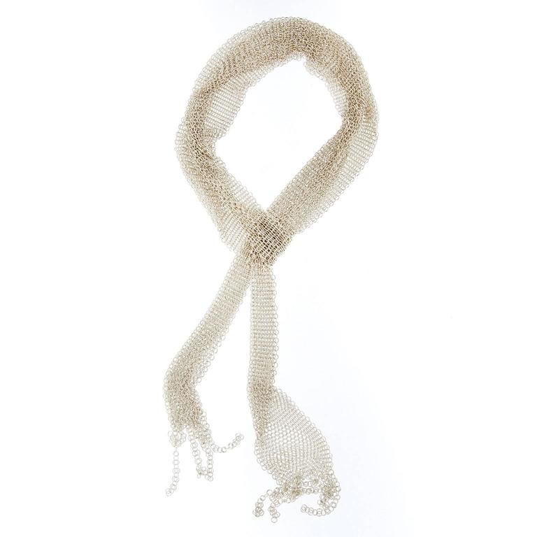 Jona Sterling Silver Mesh Tie Scarf Necklace at 1stDibs | silver mesh ...
