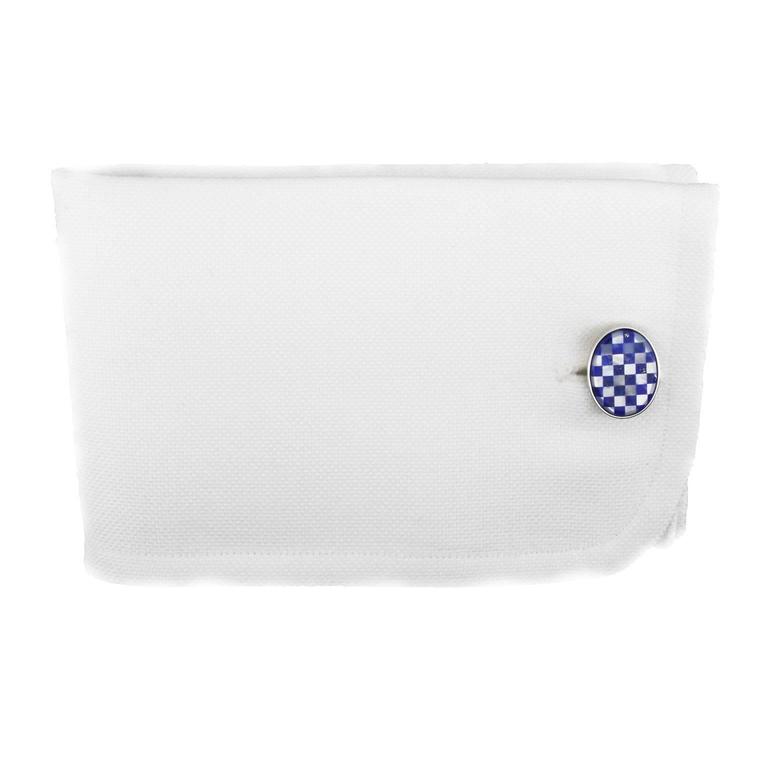 Alex Jona Lapis Lazuli Chequer Oval Sterling Silver Cufflinks at 1stDibs