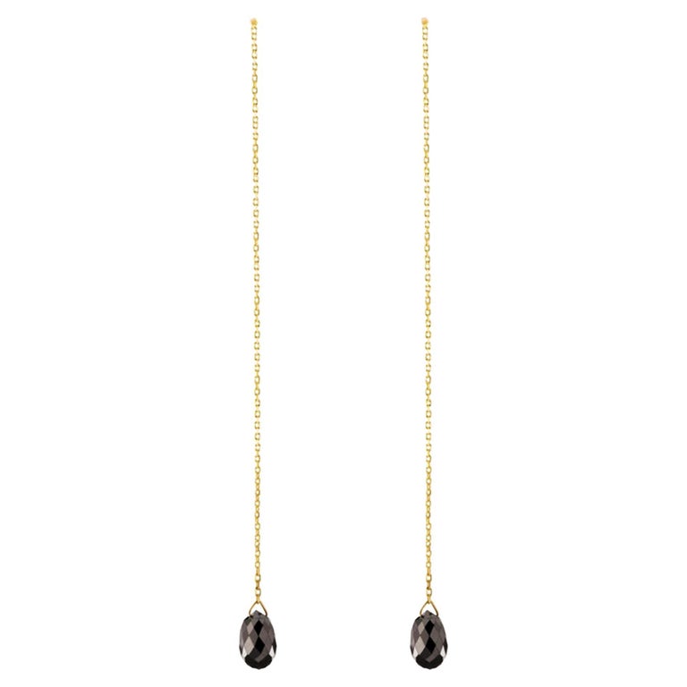 Schwebende schwarze Diamant-Ohrringe aus 18 Karat Gelbgold von Jona im Angebot bei 1stDibs