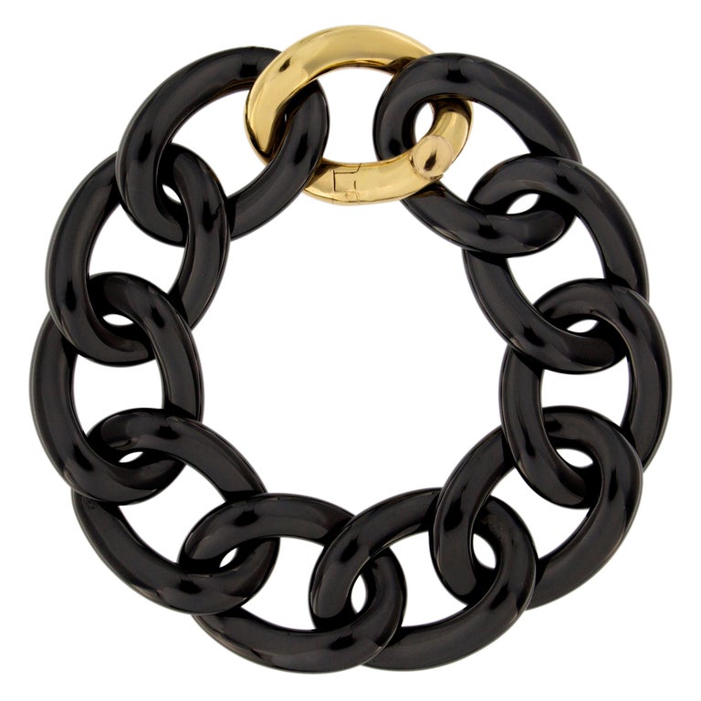 Alex Jona High Tech Black Ceramic 18 Karat Yellow Gold Curb Link ...