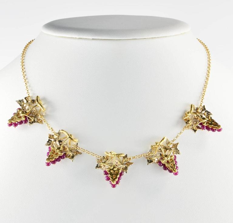 Natural Ruby and Diamond Grape Necklace at 1stDibs | grape jewelry