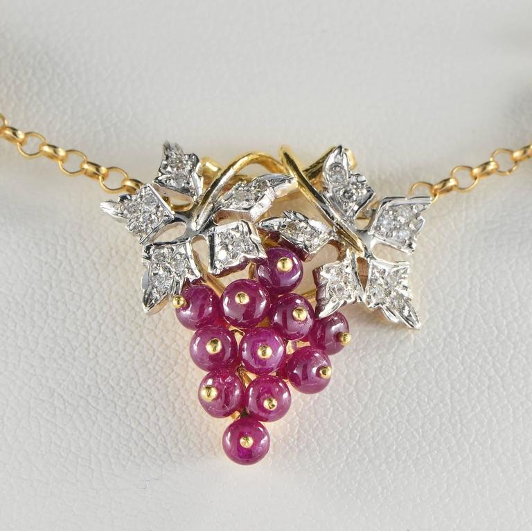 Natural Ruby and Diamond Grape Necklace at 1stDibs | grape jewelry