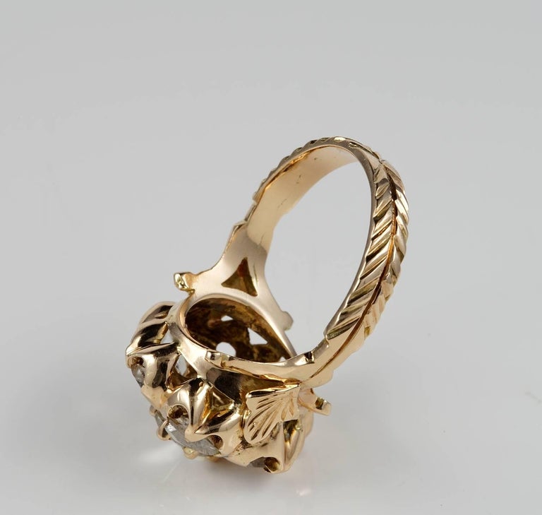 Victorian 2.0 Carat Rose Cut Diamond Rare Cluster Ring For Sale at 1stDibs