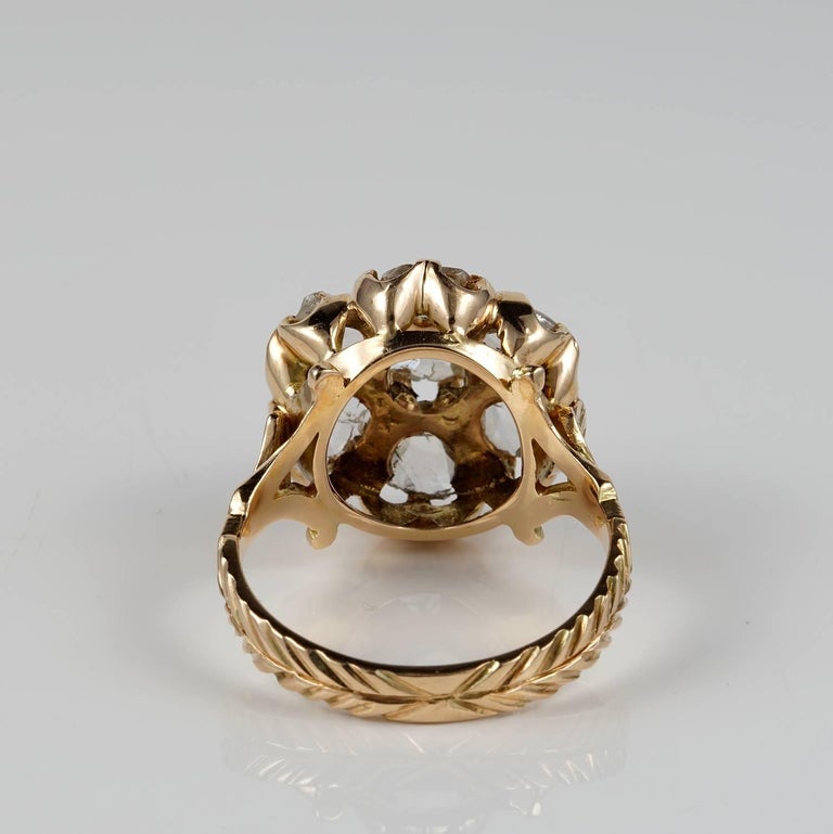 Victorian 2.0 Carat Rose Cut Diamond Rare Cluster Ring For Sale at 1stDibs