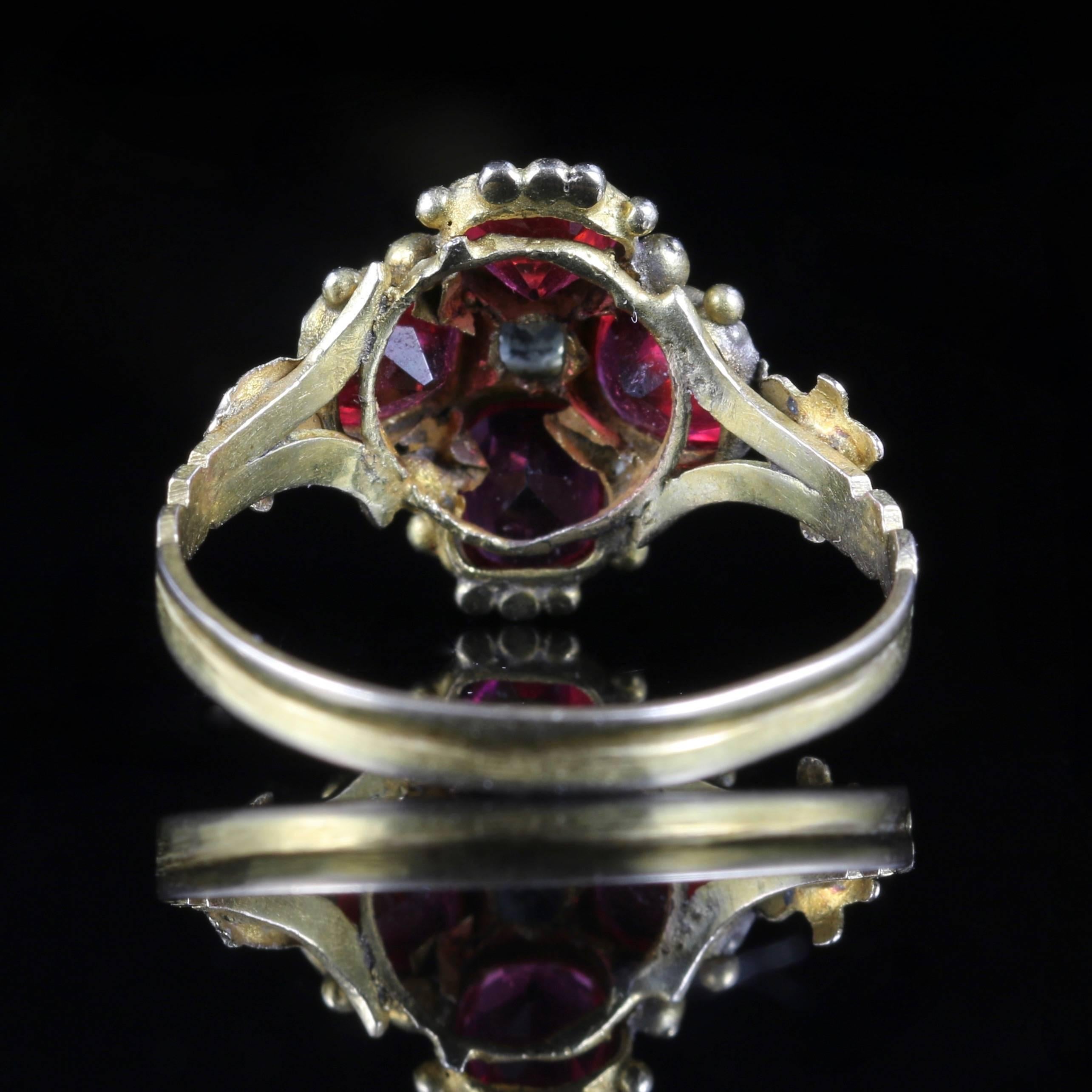 Antique Georgian Pink Paste Gemstone Aquamarine Gold Ring at 1stDibs