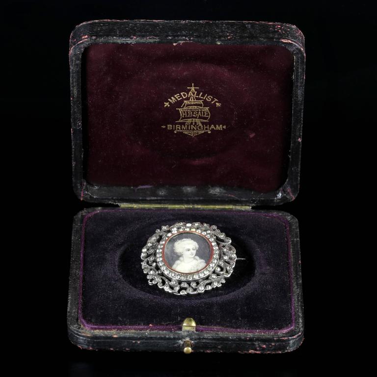 Antique Georgian Paste Stones Sterling Silver Miniature Brooch For Sale ...