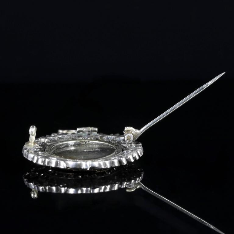Antique Georgian Paste Stones Sterling Silver Miniature Brooch For Sale ...