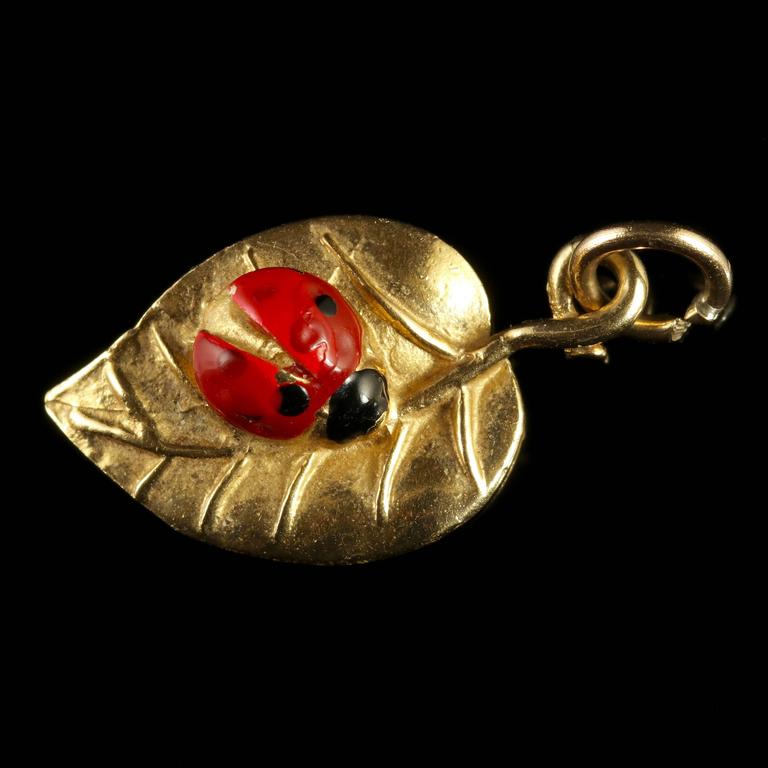 Antique Victorian Lady Bird Gold Leaf Pendant at 1stDibs