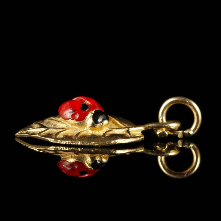 Antique Victorian Lady Bird Gold Leaf Pendant at 1stDibs
