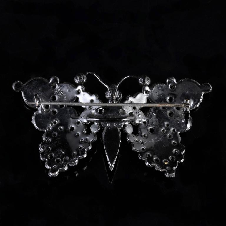 Antique Victorian French Jet Butterfly Brooch For Sale at 1stDibs