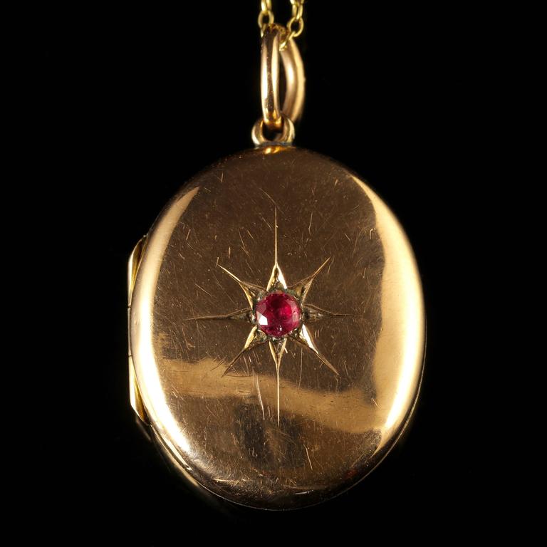 Antique Victorian Ruby Gold Locket and Chain, circa 1900 at 1stDibs ...