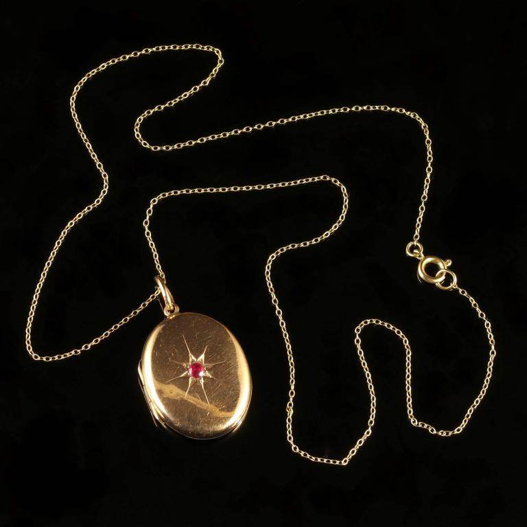 Antique Victorian Ruby Gold Locket and Chain, circa 1900 at 1stDibs ...