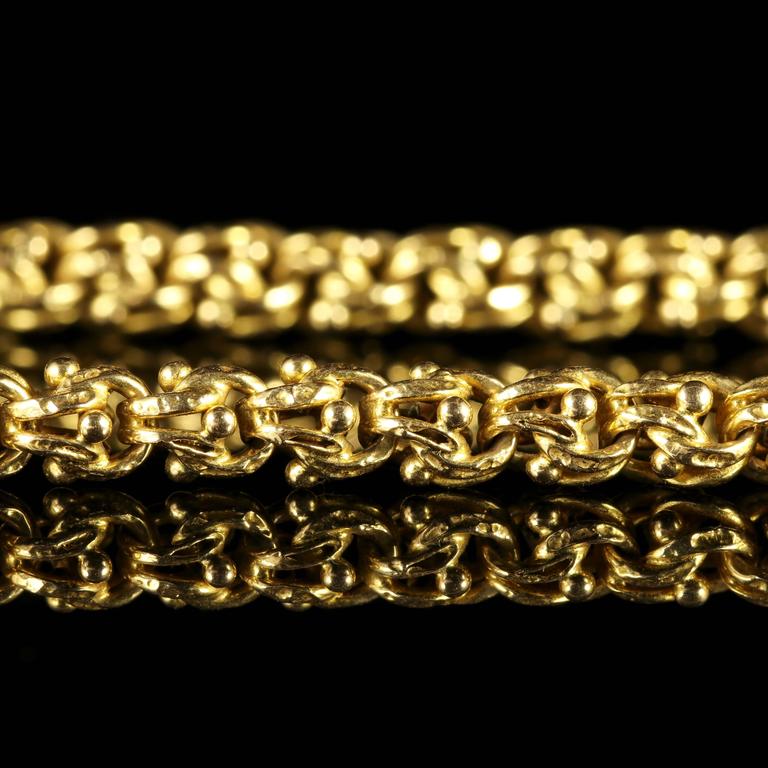 Antique Victorian French Long Gold Guard Necklace 18 Carat Solid Gold ...