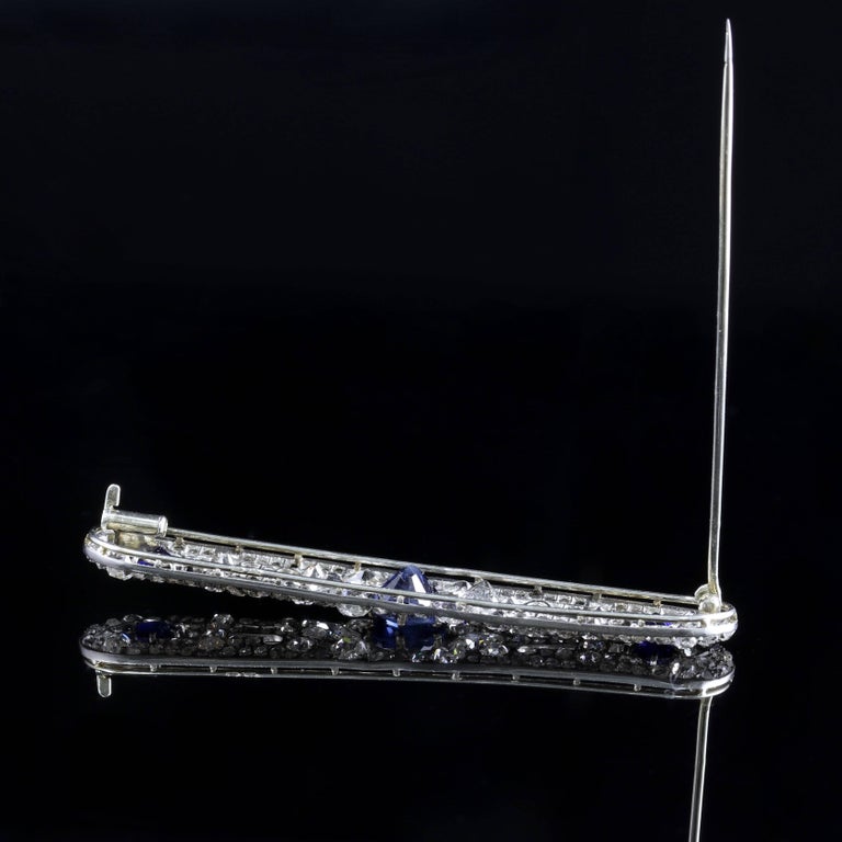Edwardian French Sapphire Diamond Brooch Platinum J.Chaumet For Sale at ...
