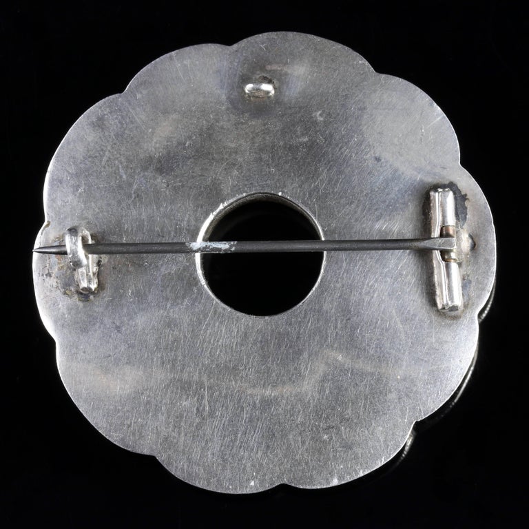 Antique Victorian Silver Plaid Agate Brooch, circa 1860 at 1stDibs