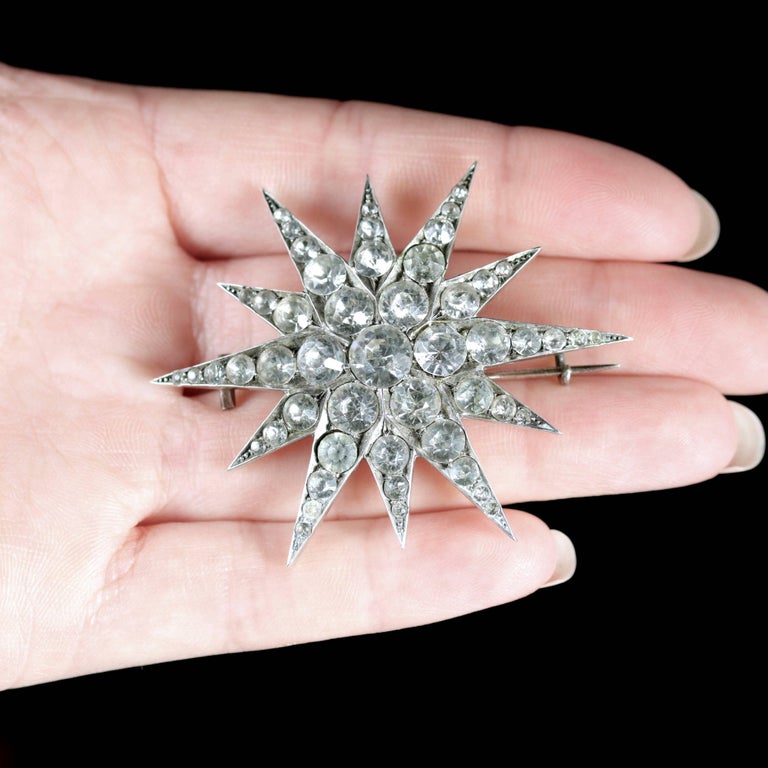 Antique Victorian Silver Paste Star Brooch, circa 1880, Russian at ...
