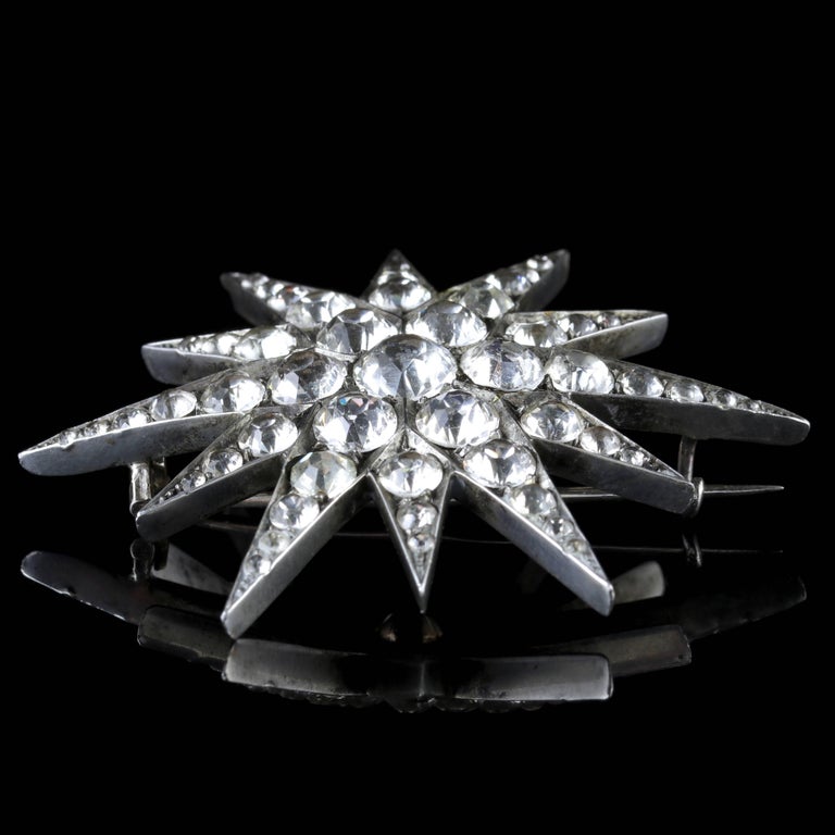Antique Victorian Silver Paste Star Brooch, circa 1880, Russian at ...