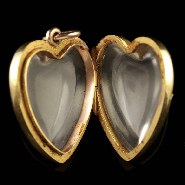Antique Victorian Boxed Heart Locket Rock Crystal 15 Carat Gold at 1stDibs