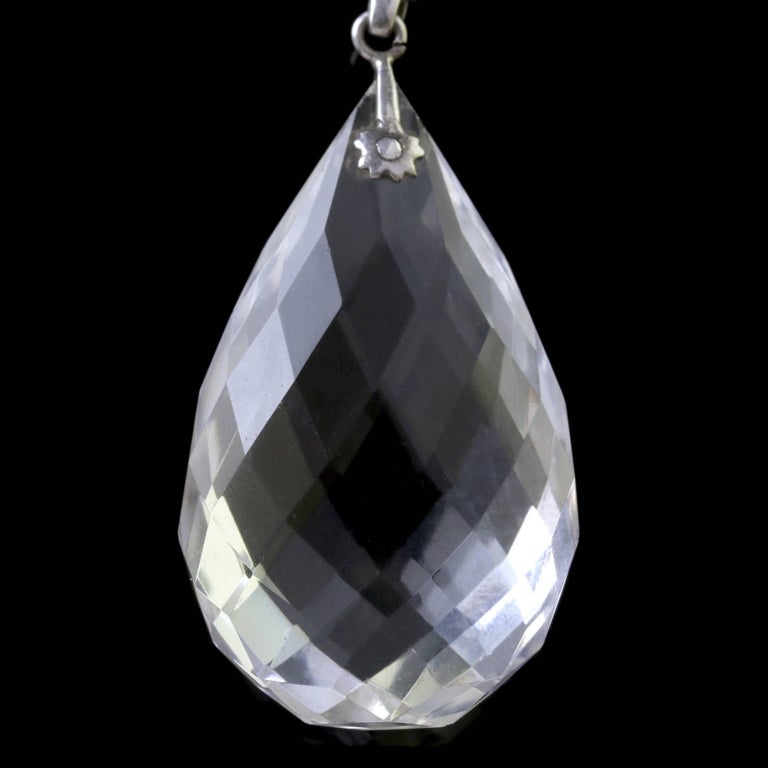 Antique Victorian Long Silver Rock Crystal Necklace, circa 1900 K.Uyeda ...