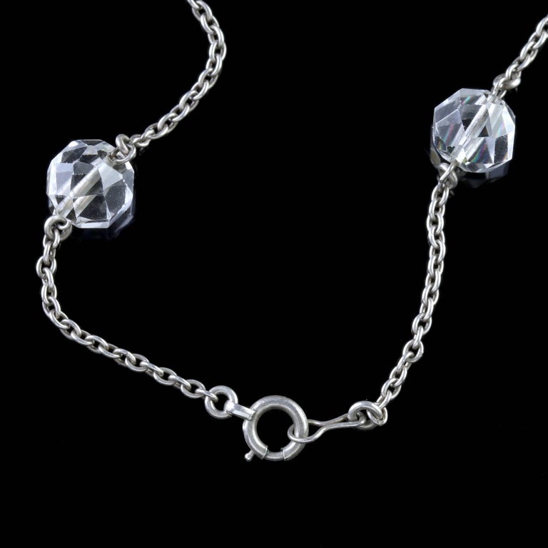 Antique Victorian Long Silver Rock Crystal Necklace, circa 1900 K.Uyeda ...