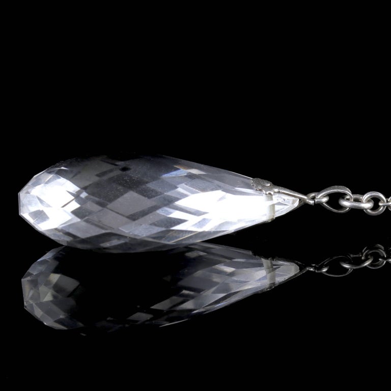 Antique Victorian Long Silver Rock Crystal Necklace, circa 1900 K.Uyeda ...