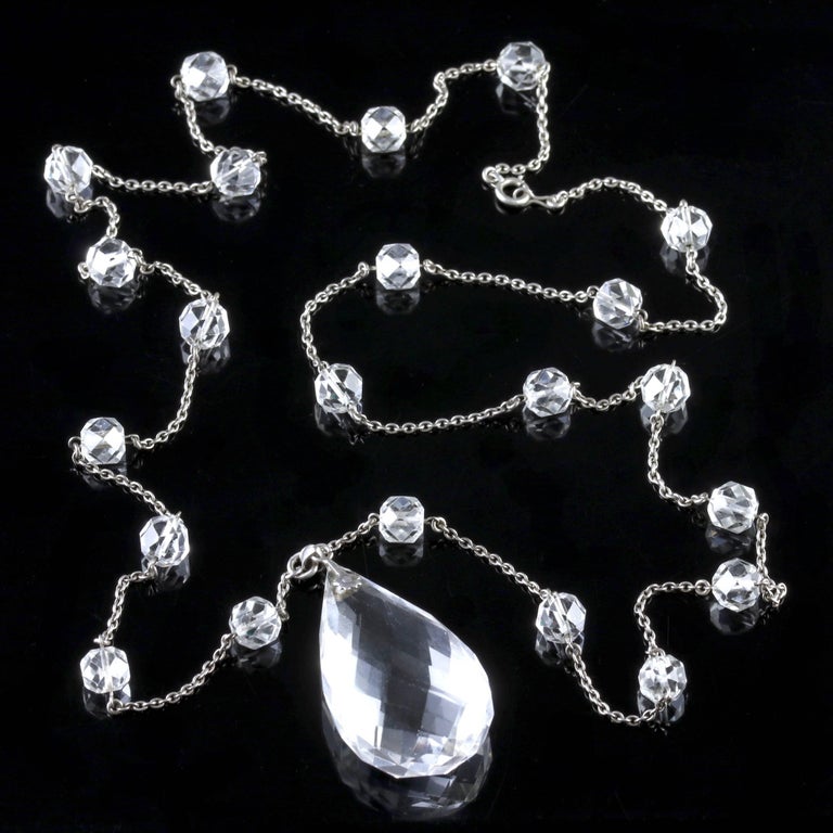 Antique Victorian Long Silver Rock Crystal Necklace, circa 1900 K.Uyeda ...