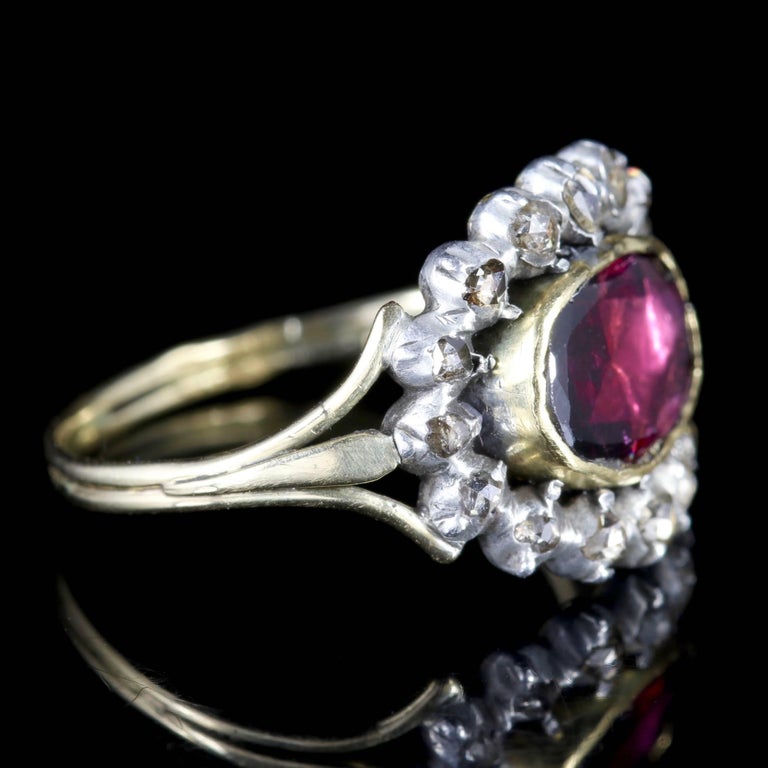 Antique Georgian Flat Cut Garnet Diamond Ring, circa 1750 at 1stDibs