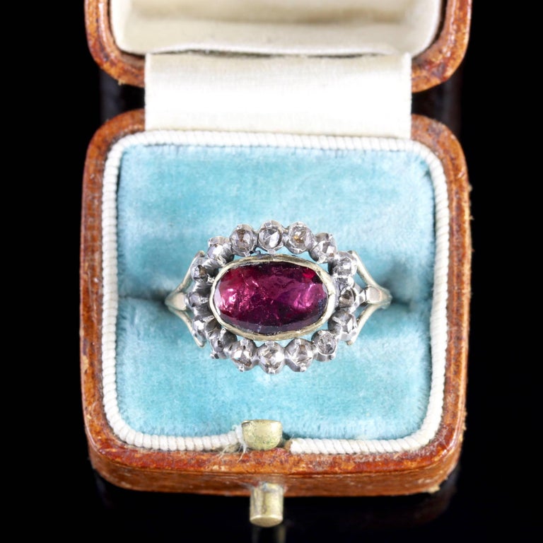 Antique Georgian Flat Cut Garnet Diamond Ring, circa 1750 at 1stDibs