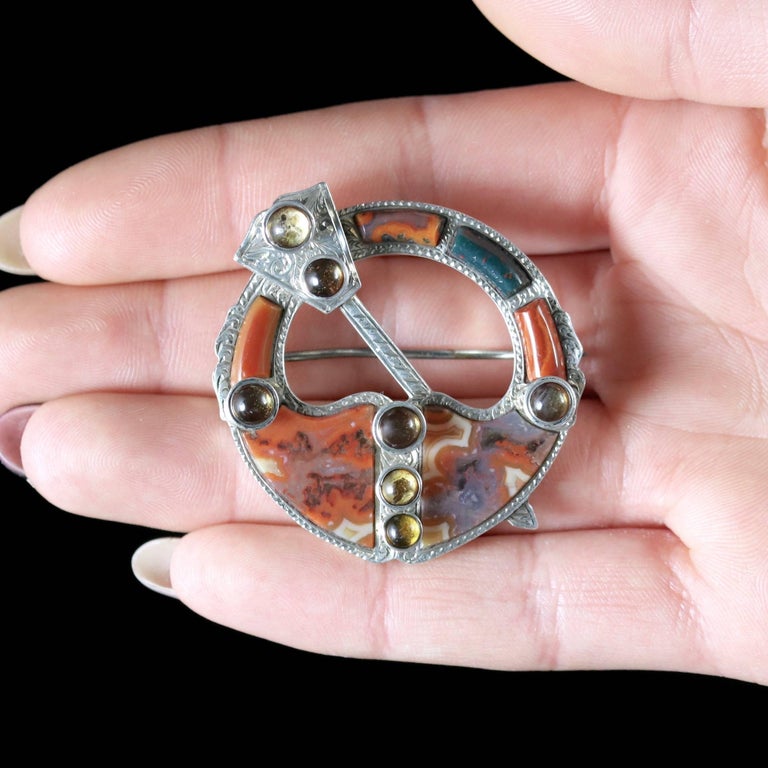 Antique Victorian Scottish Agate Penannular Celtic Brooch Circa 1860 ...