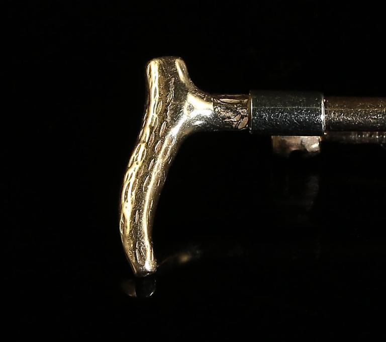 Antique Fox and Riding Crop Yellow Gold Hunting Pin circa 1900 at 1stdibs