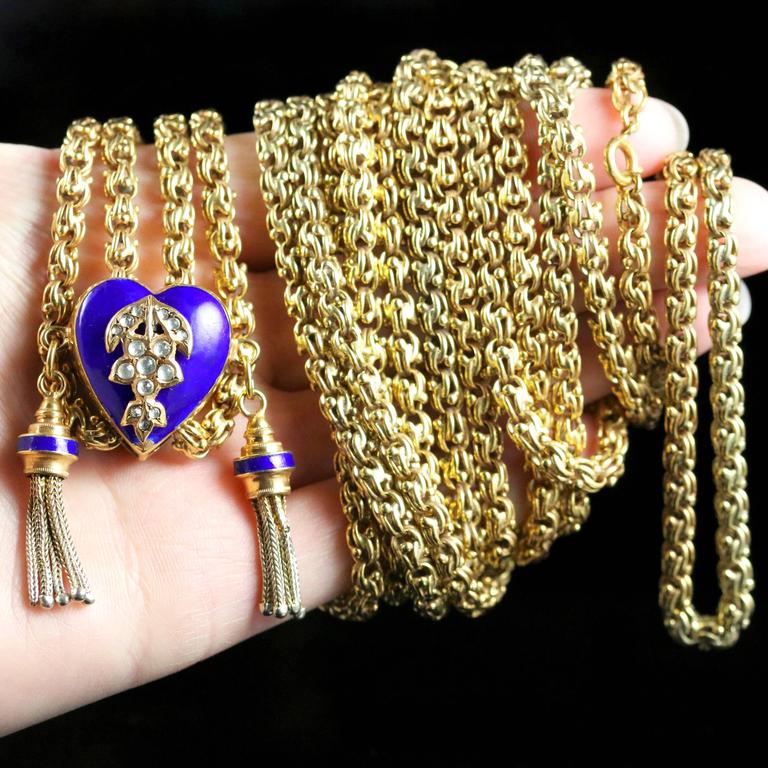 Antique Georgian Long Guard Silver Gold Chain Heart Slider circa 1800 ...